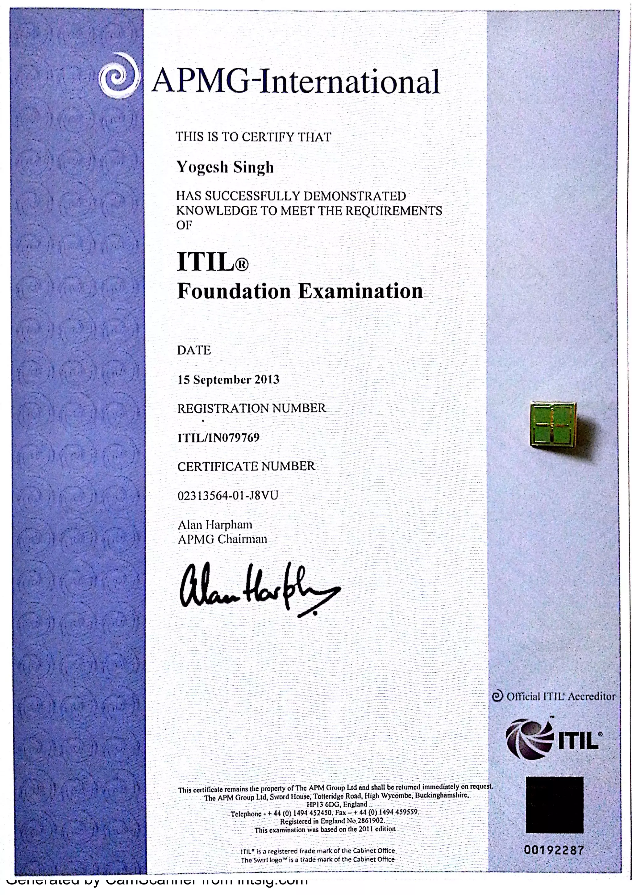 ITIL 2011 Foundation Certificate in Service Management | PDF