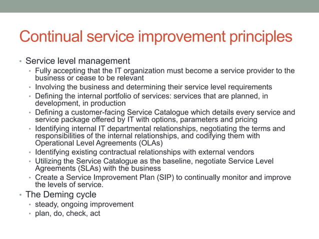 ITIL Continual Service Improvement | PPTX