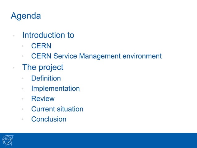 ServiceNow Event 15.11.2012 / ITIL for the Enterprise @CERN | PDF