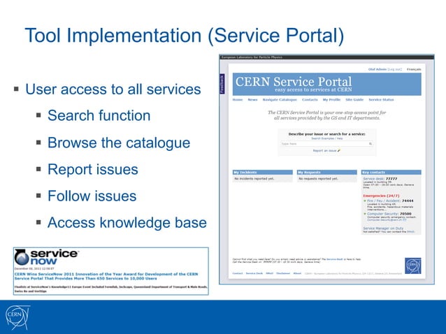 ServiceNow Event 15.11.2012 / ITIL for the Enterprise @CERN | PDF