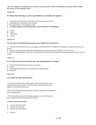 ITIL Foundation V2 200 Sample Questions | DOC