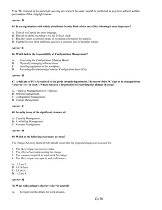 ITIL Foundation V2 200 Sample Questions | DOC
