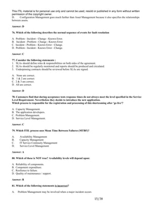 ITIL Foundation V2 200 Sample Questions | DOC