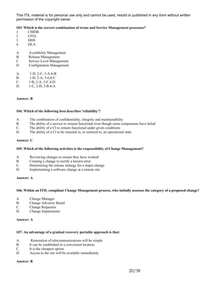 ITIL Foundation V2 200 Sample Questions | DOC