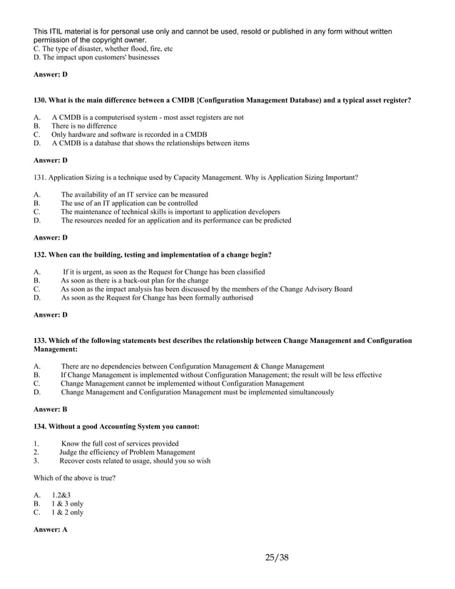 ITIL Foundation V2 200 Sample Questions | DOC