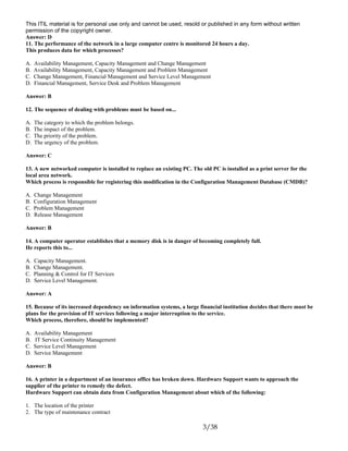 ITIL Foundation V2 200 Sample Questions | DOC