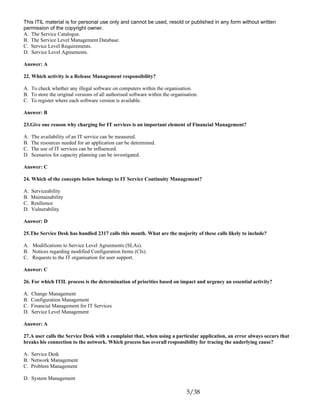 ITIL Foundation V2 200 Sample Questions | DOC