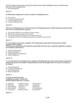 ITIL Foundation V2 200 Sample Questions | DOC