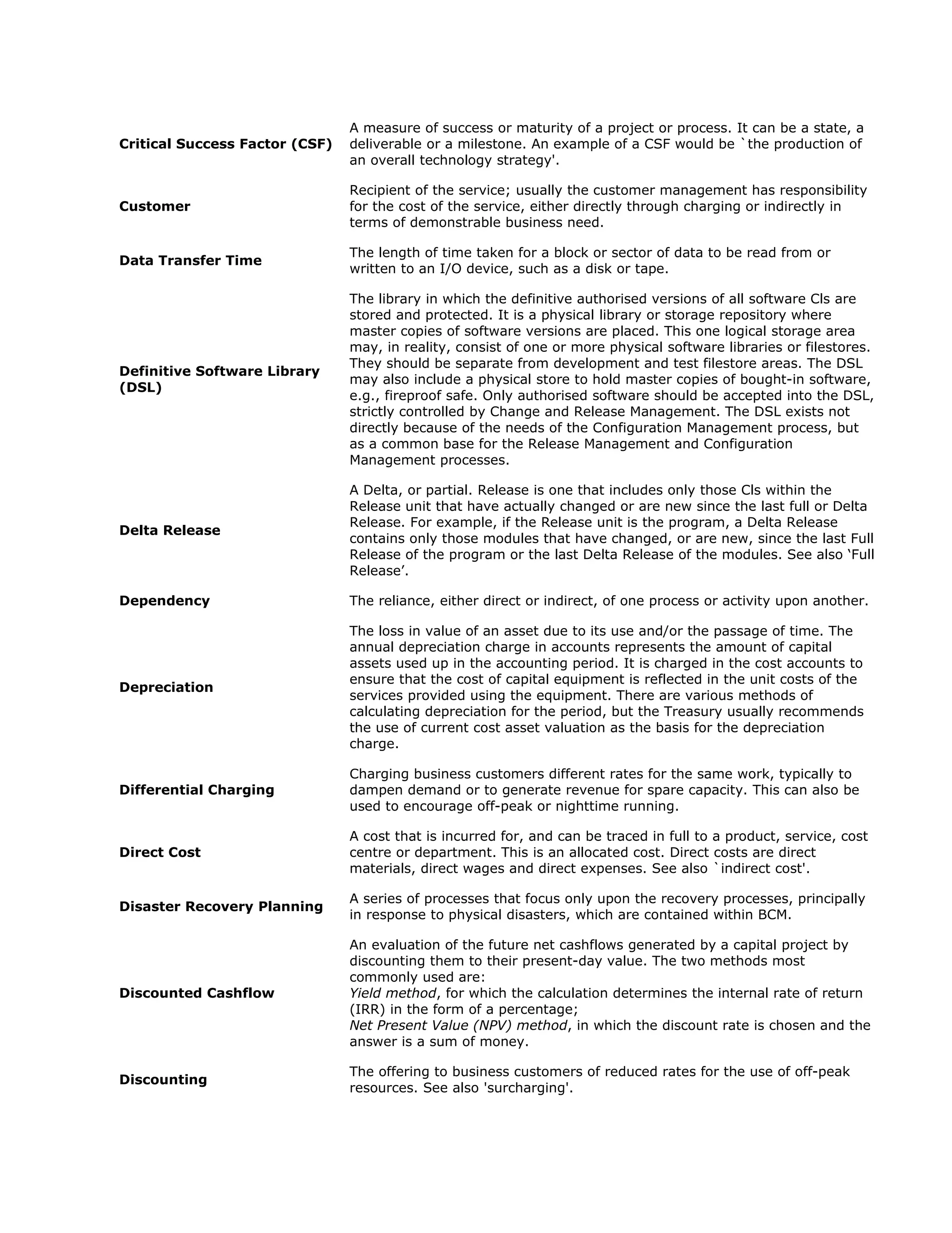 Itil glossary | DOC | Computing | Technology & Computing