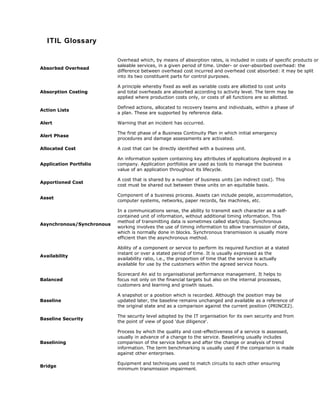 Itil glossary | DOC | Computing | Technology & Computing