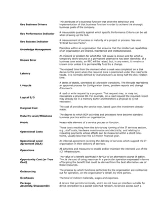 Itil glossary | DOC | Computing | Technology & Computing