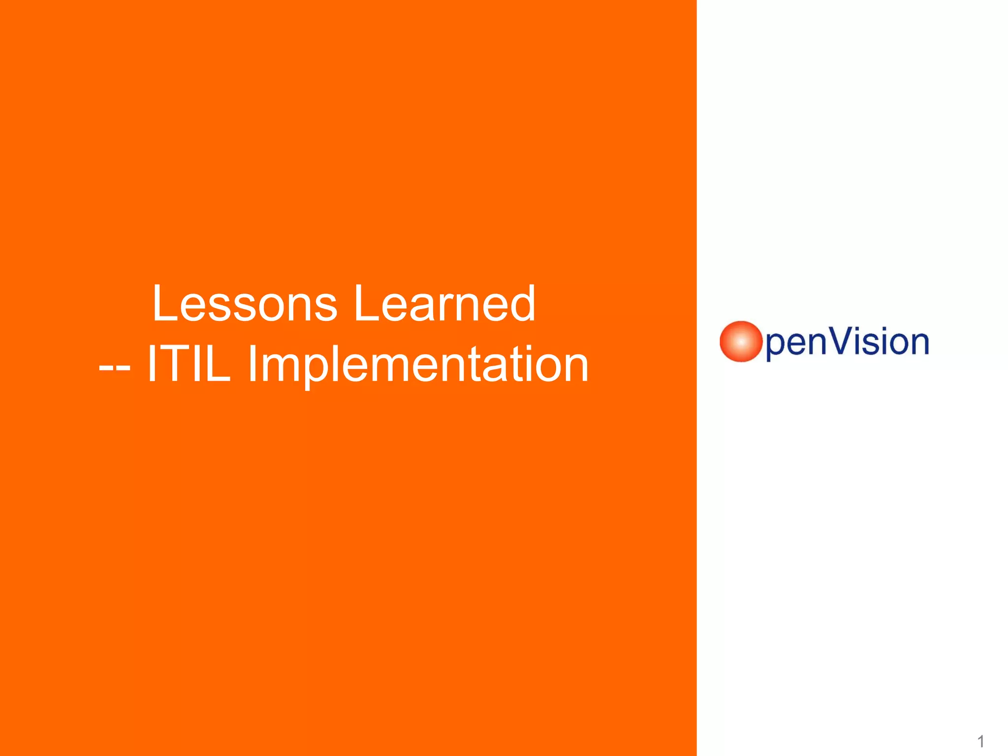 Itil implementation lessons learned | PDF