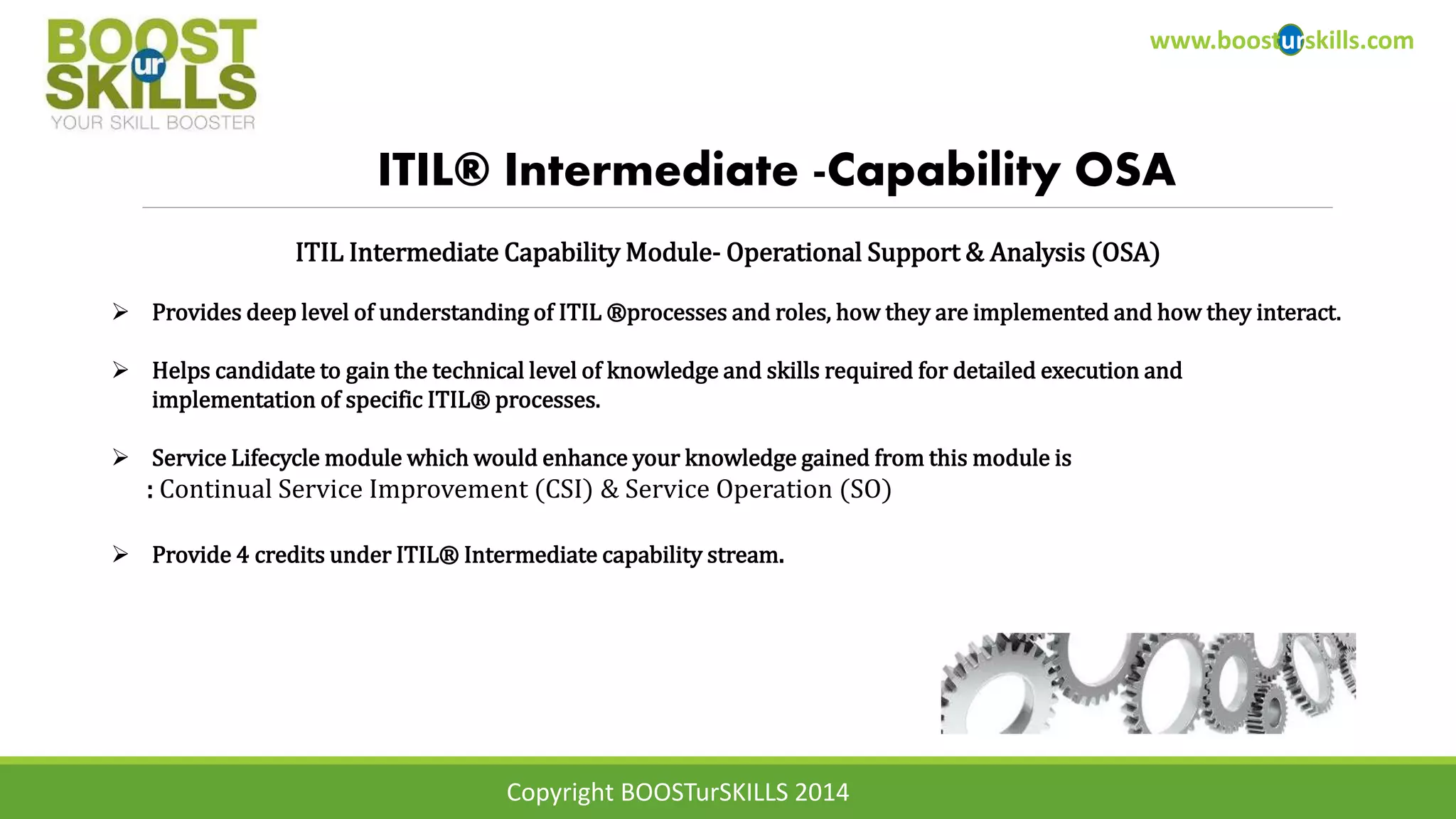 ITIL® INTERMEDIATE CAPABILITY OSA_BOOSTurSKILLS | PPT