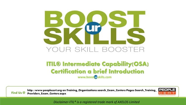 ITIL® INTERMEDIATE CAPABILITY OSA_BOOSTurSKILLS | PPT
