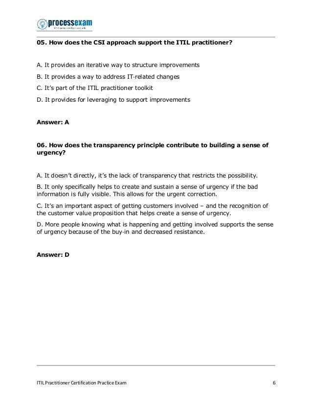 ITIL Practitioner Certification Exam | Questions & Answers