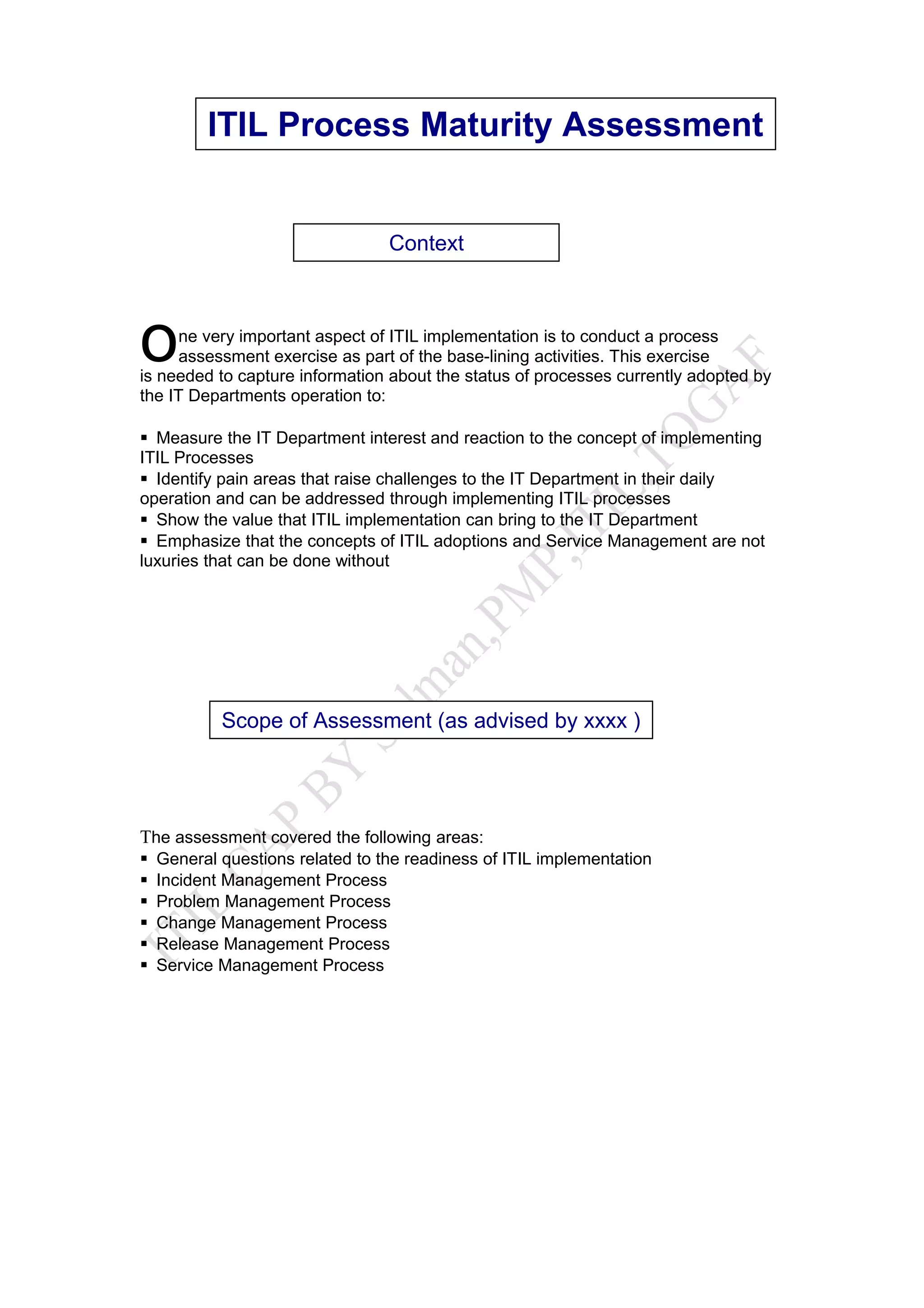 Itil Process Maturity Assessment Pdf