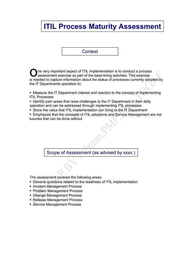 itil process maturity assessment | PDF