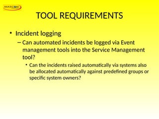 ITIL PROJECT Tool Requirements Selection | PPTX