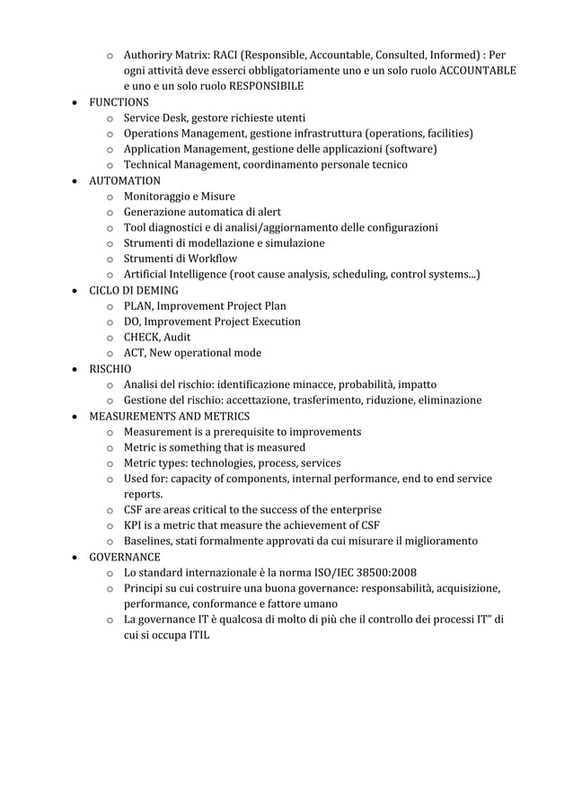 Esame ITIL Foundations - Punti Chiave | PDF