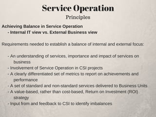 ITIL Service Operation Principles | PDF