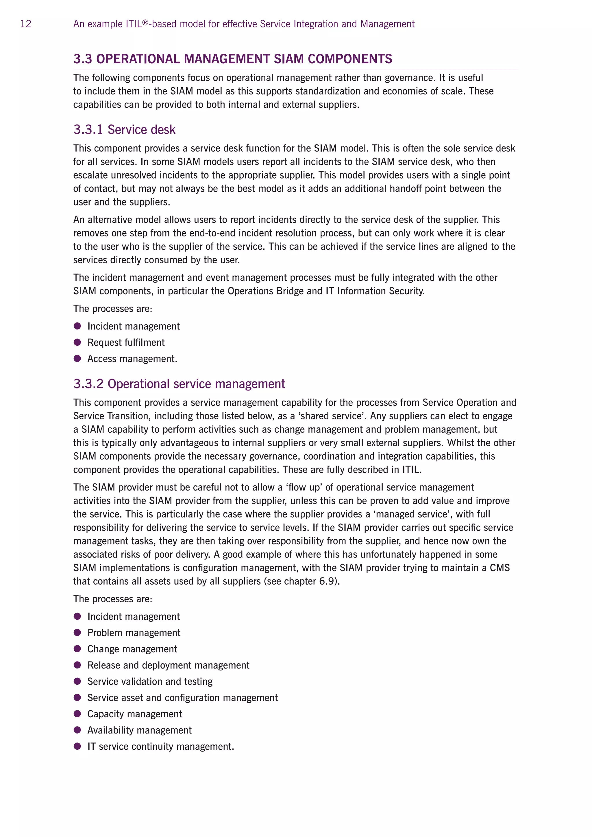 ITIL SIAM - Service Integration and Management Model | PDF