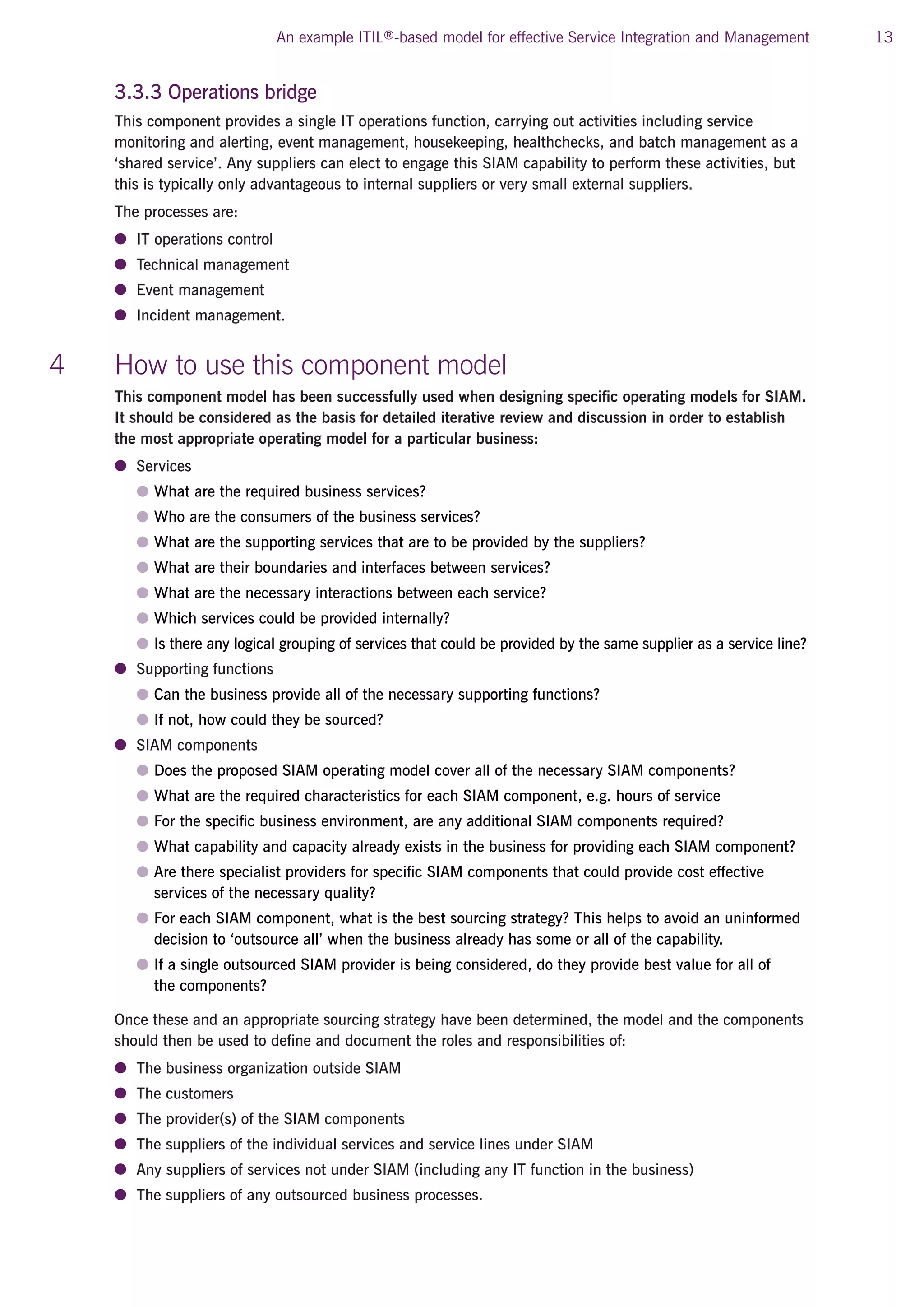 ITIL SIAM - Service Integration and Management Model | PDF