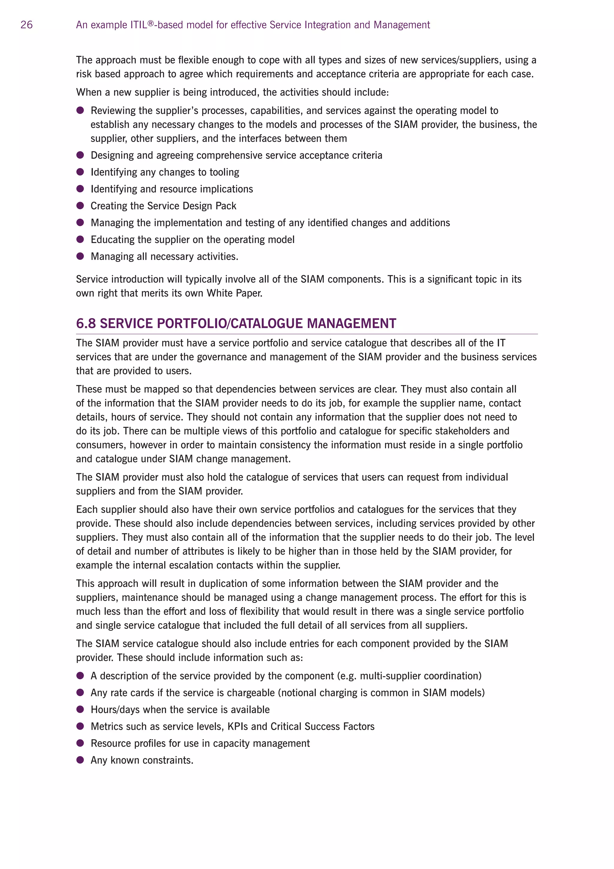 ITIL SIAM - Service Integration and Management Model | PDF