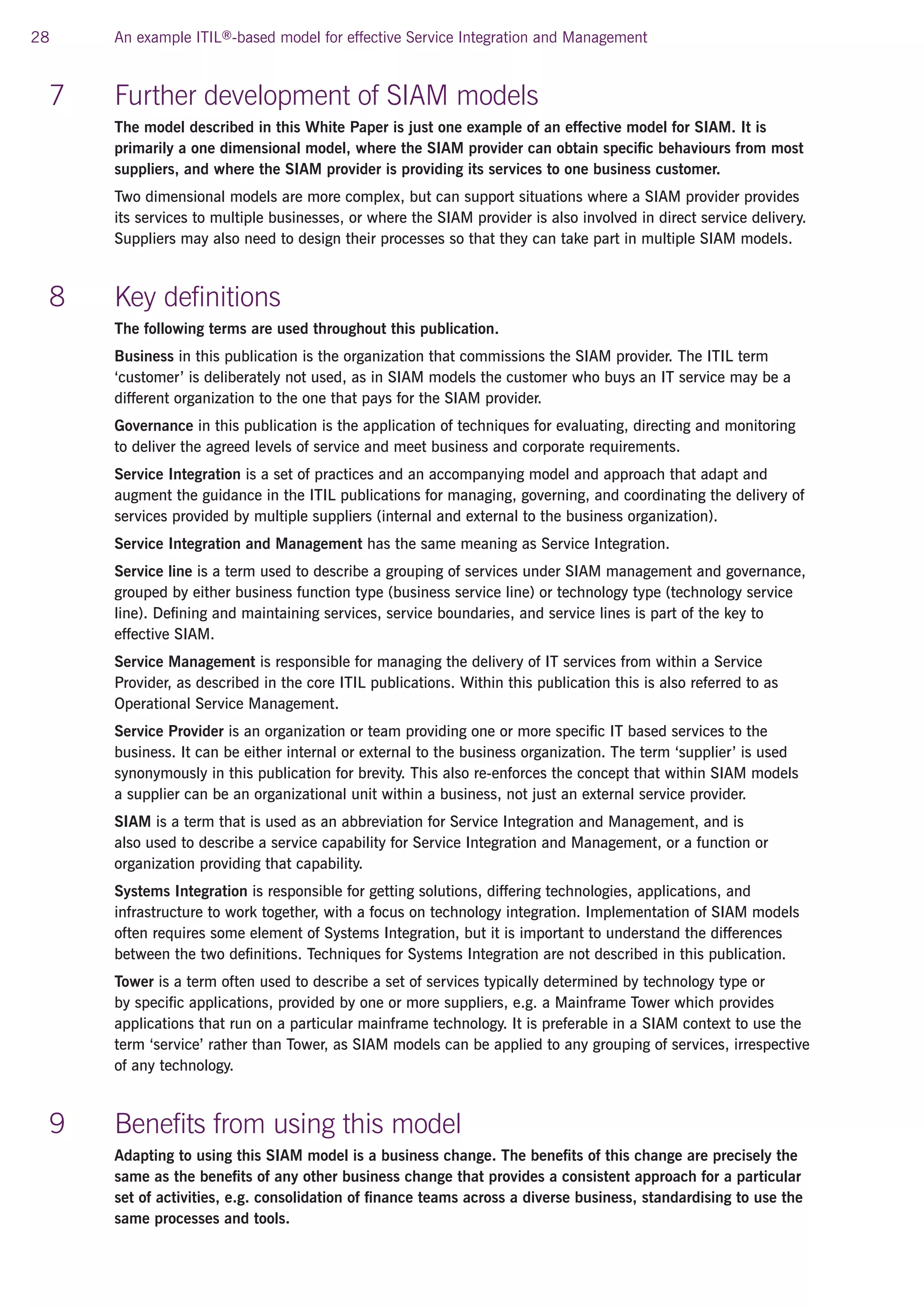 ITIL SIAM - Service Integration and Management Model | PDF
