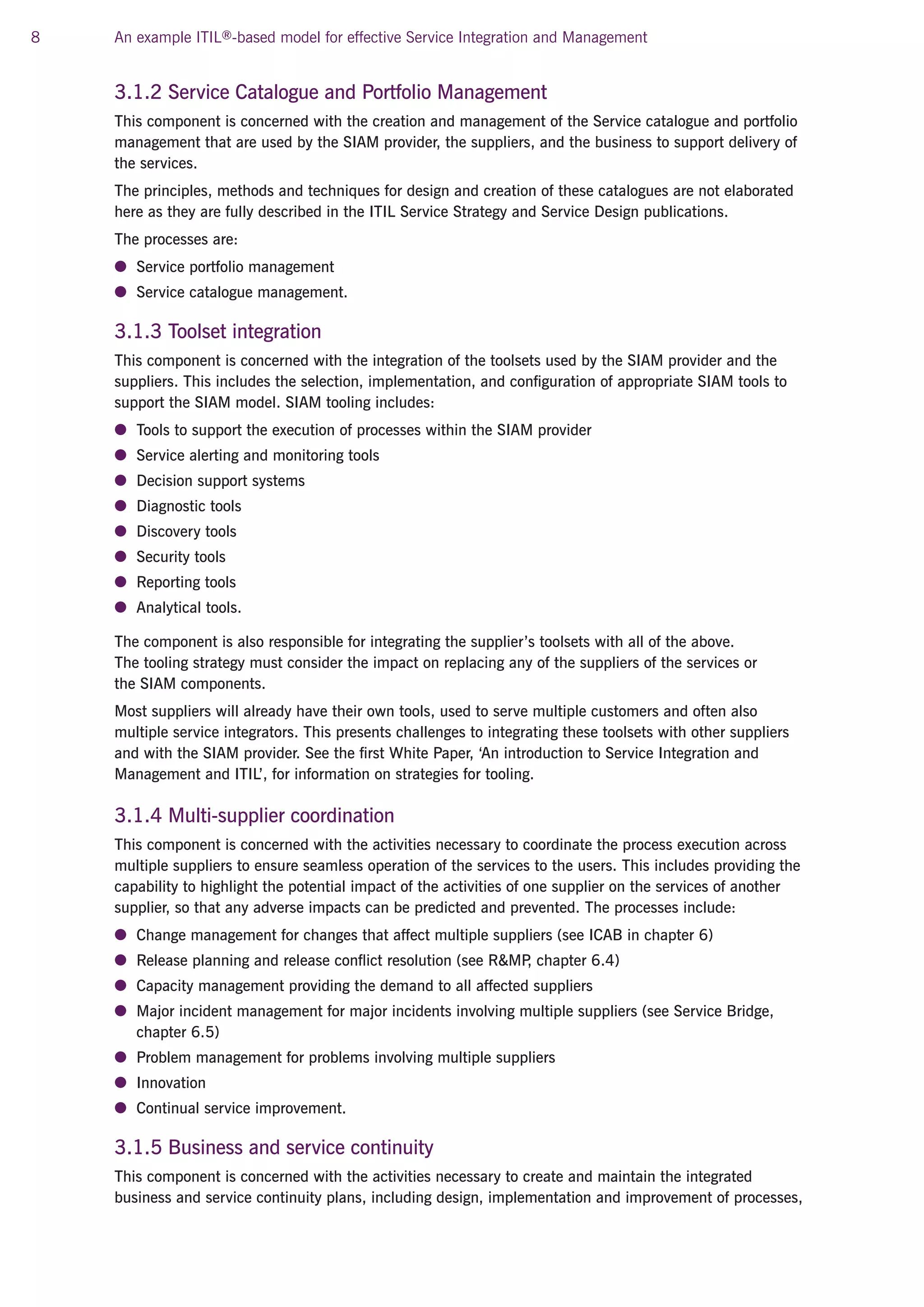 ITIL SIAM - Service Integration and Management Model | PDF