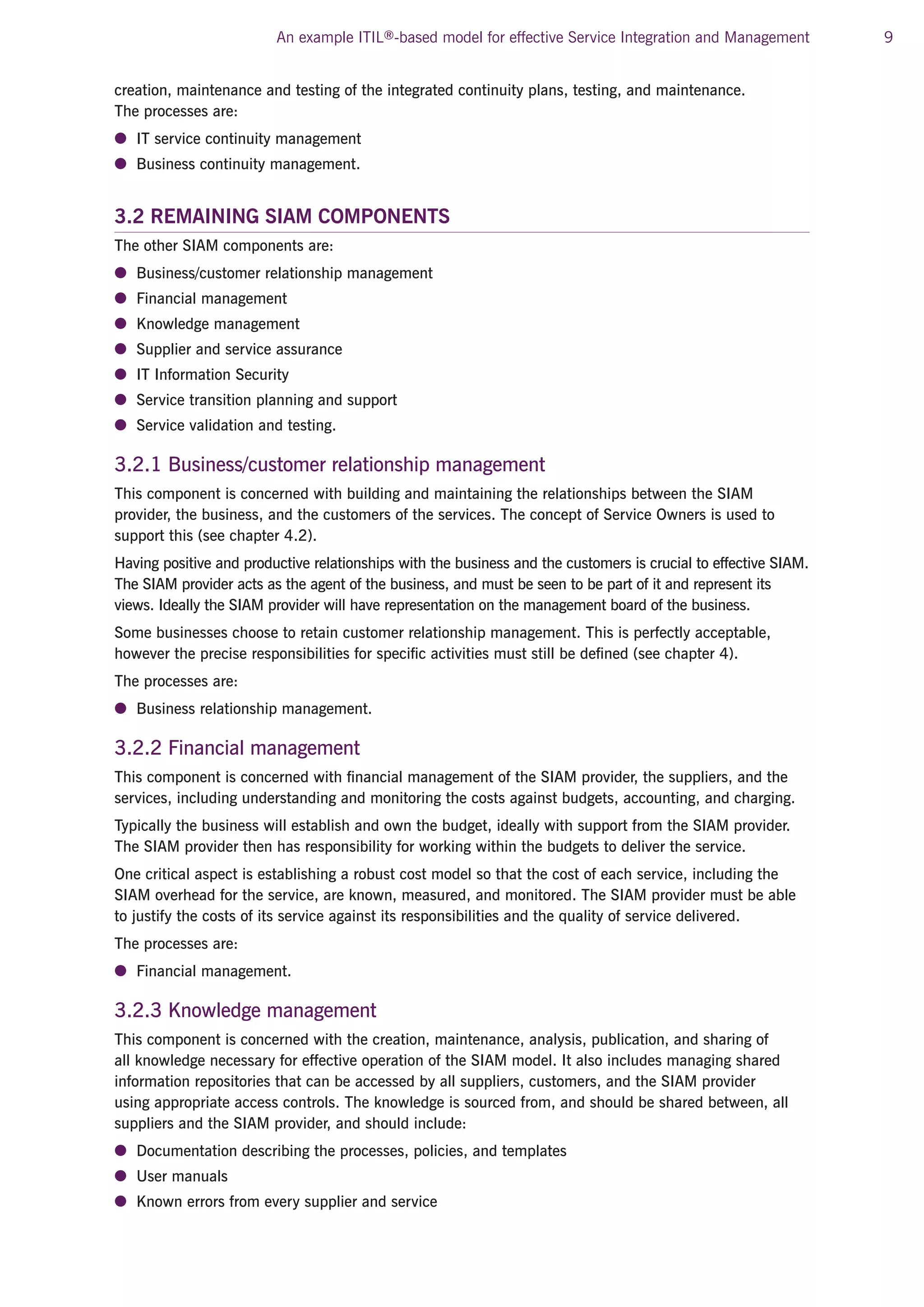 ITIL SIAM - Service Integration and Management Model | PDF