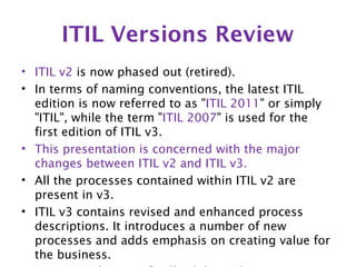 Itil v3 versus itil v2 overview | PPT | Cloud Computing | Internet