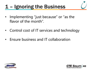 Top 5 Mistakes during ITIL implementations by CTE Solutions | PDF