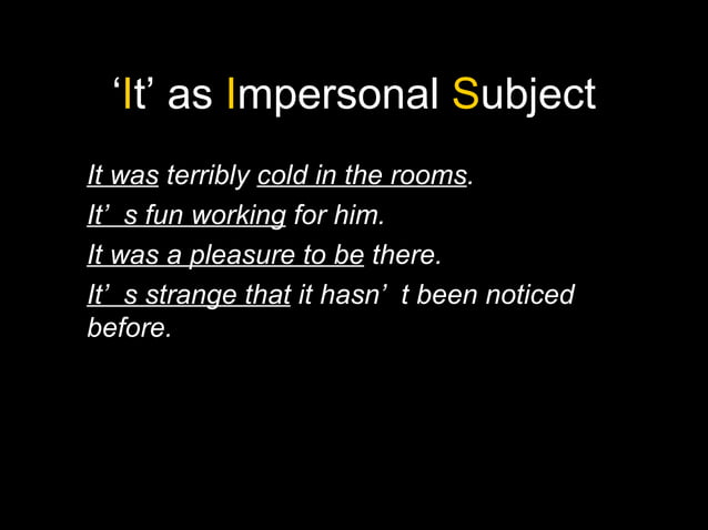 'It' as Impersonal Subject | PPT | Weather | Science