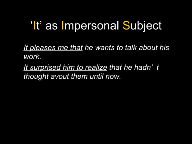 'It' as Impersonal Subject | PPT | Weather | Science