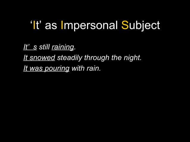 'It' as Impersonal Subject | PPT | Weather | Science