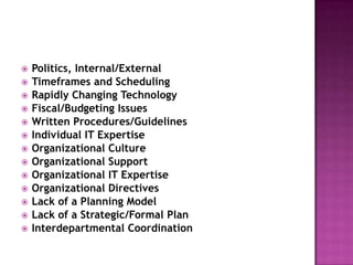 It implementation issuess | PPTX | Business Administration | Business