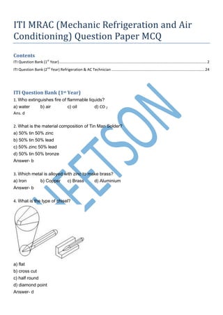 ITI MRAC Question Paper MCQ Book PDF Free Download | PDF