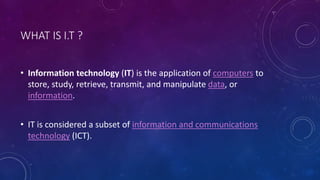 Contribution of I.T in Economy | PPTX