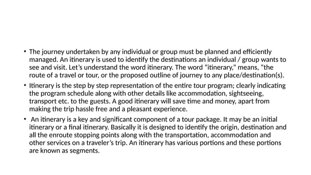 Itinerary planning and costing in the travel industyr.pptx | Travel ...