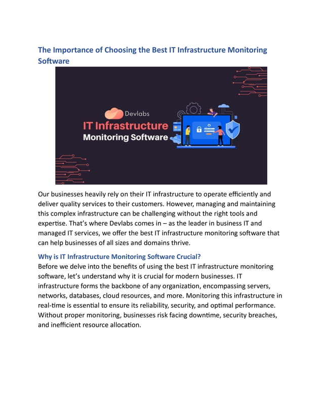 The Importance of Choosing the Best IT Infrastructure Monitoring ...