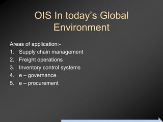 Operations Information system In India And the Global Environment | PPT