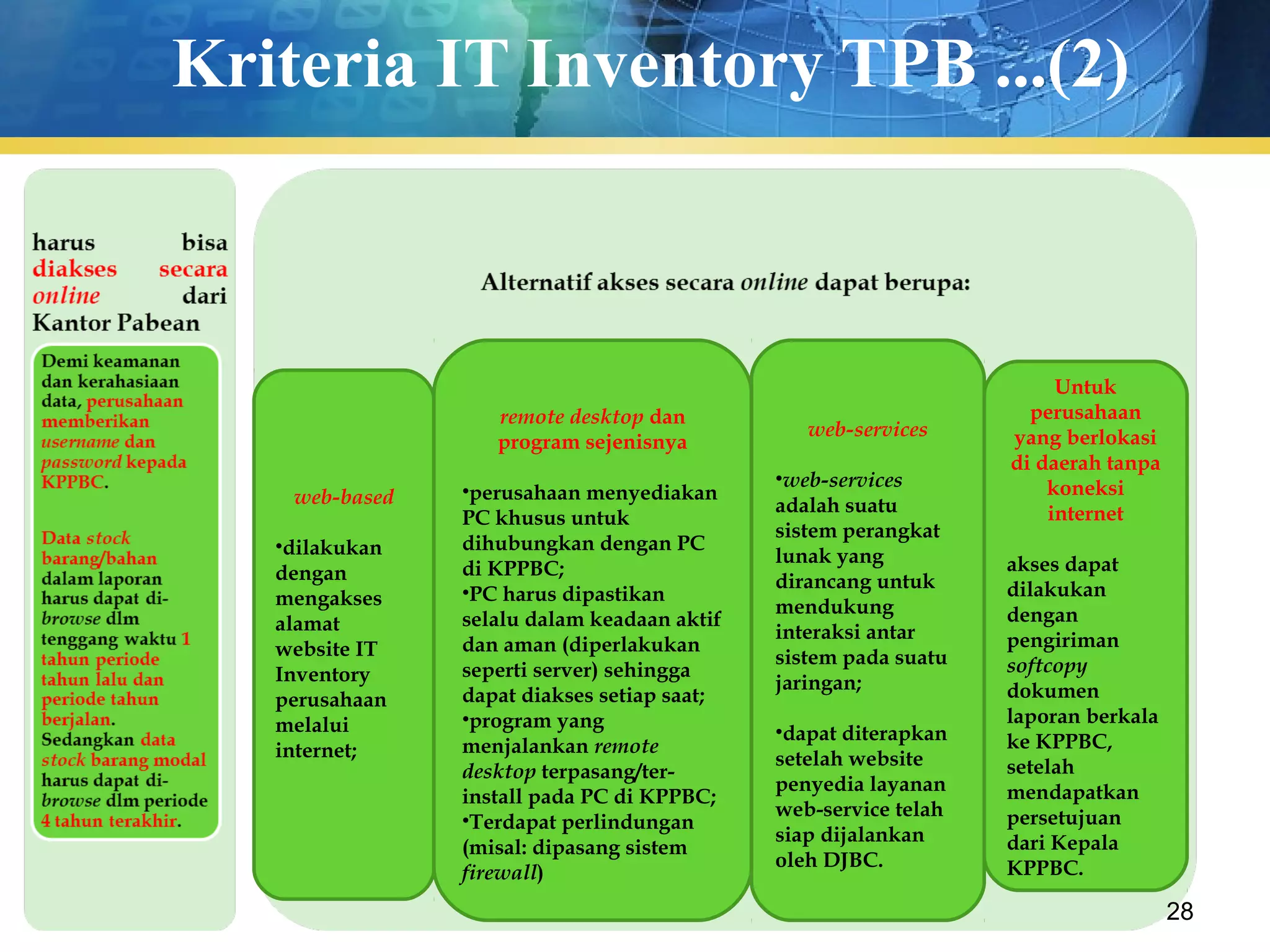 program aplikasi system It inventory kawasan berikat bea cukai | PPT