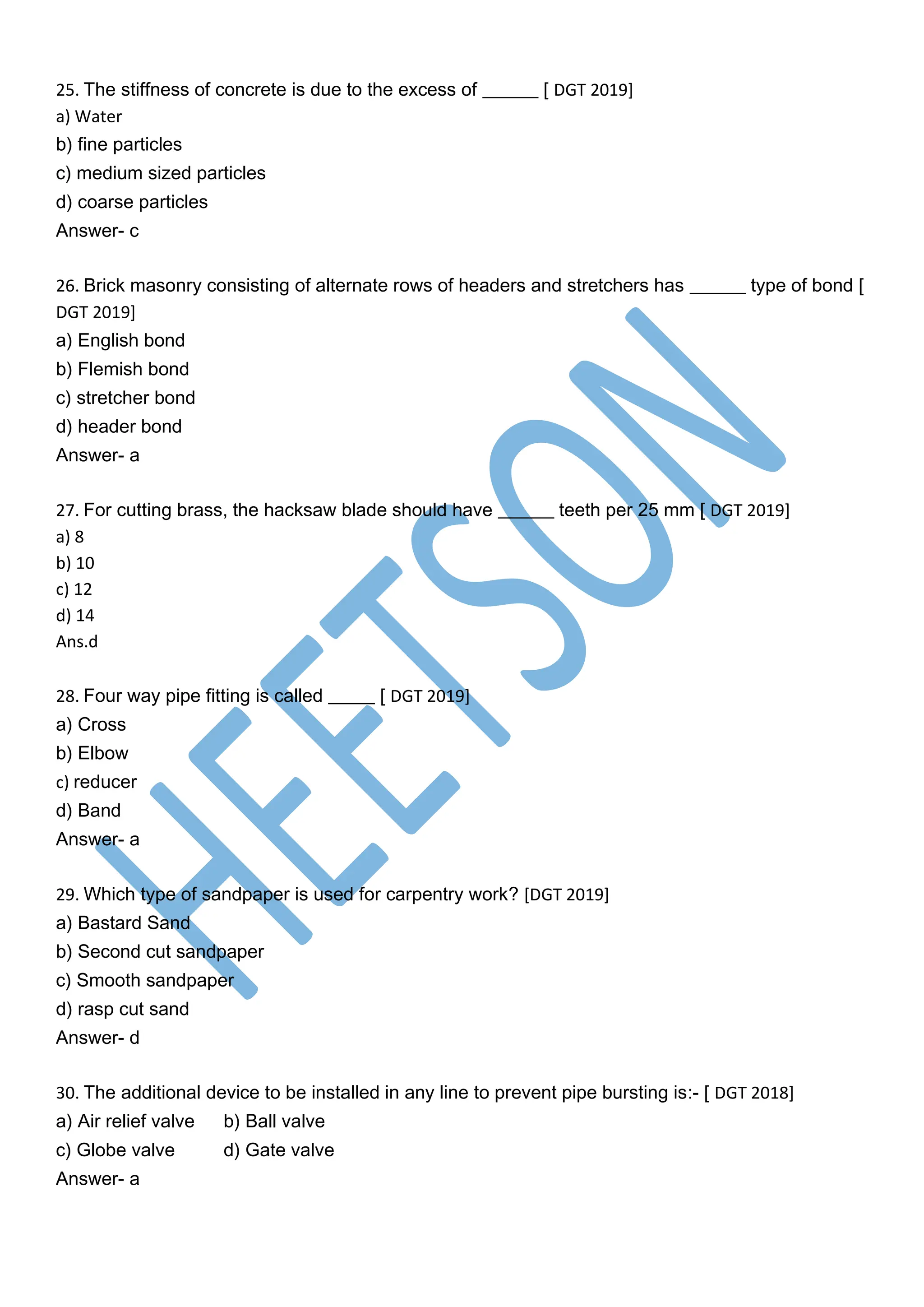 ITI Plumber Question Bank in English Book PDF Free Download | PDF