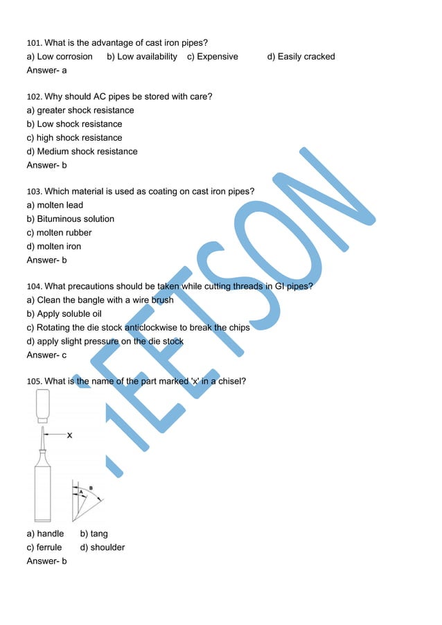 ITI Plumber Question Bank in English Book PDF Free Download | PDF