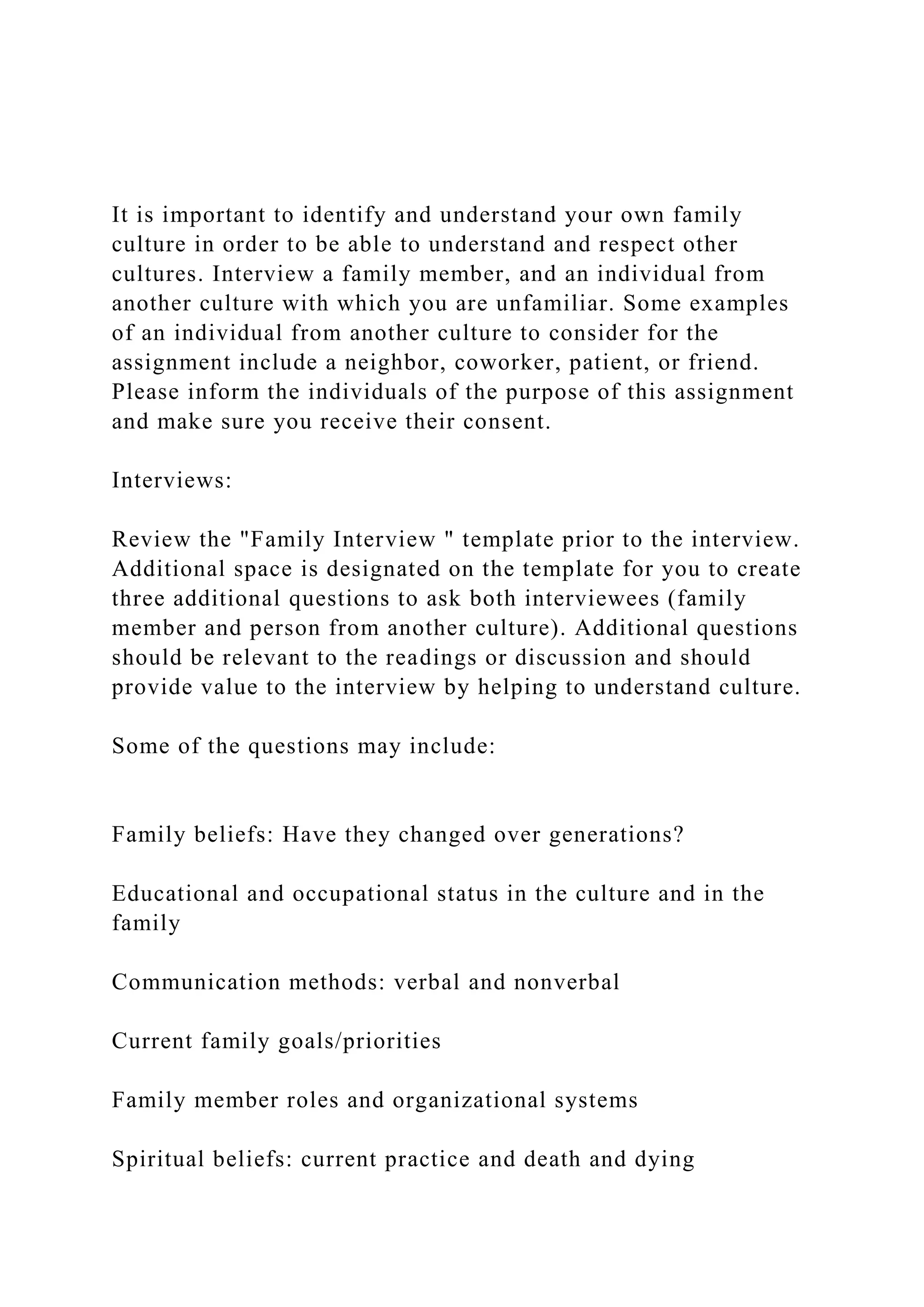 It is important to identify and understand your own family cultu.docx