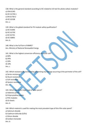 ITI Solar Technician NIMI Question Bank PDF | PDF