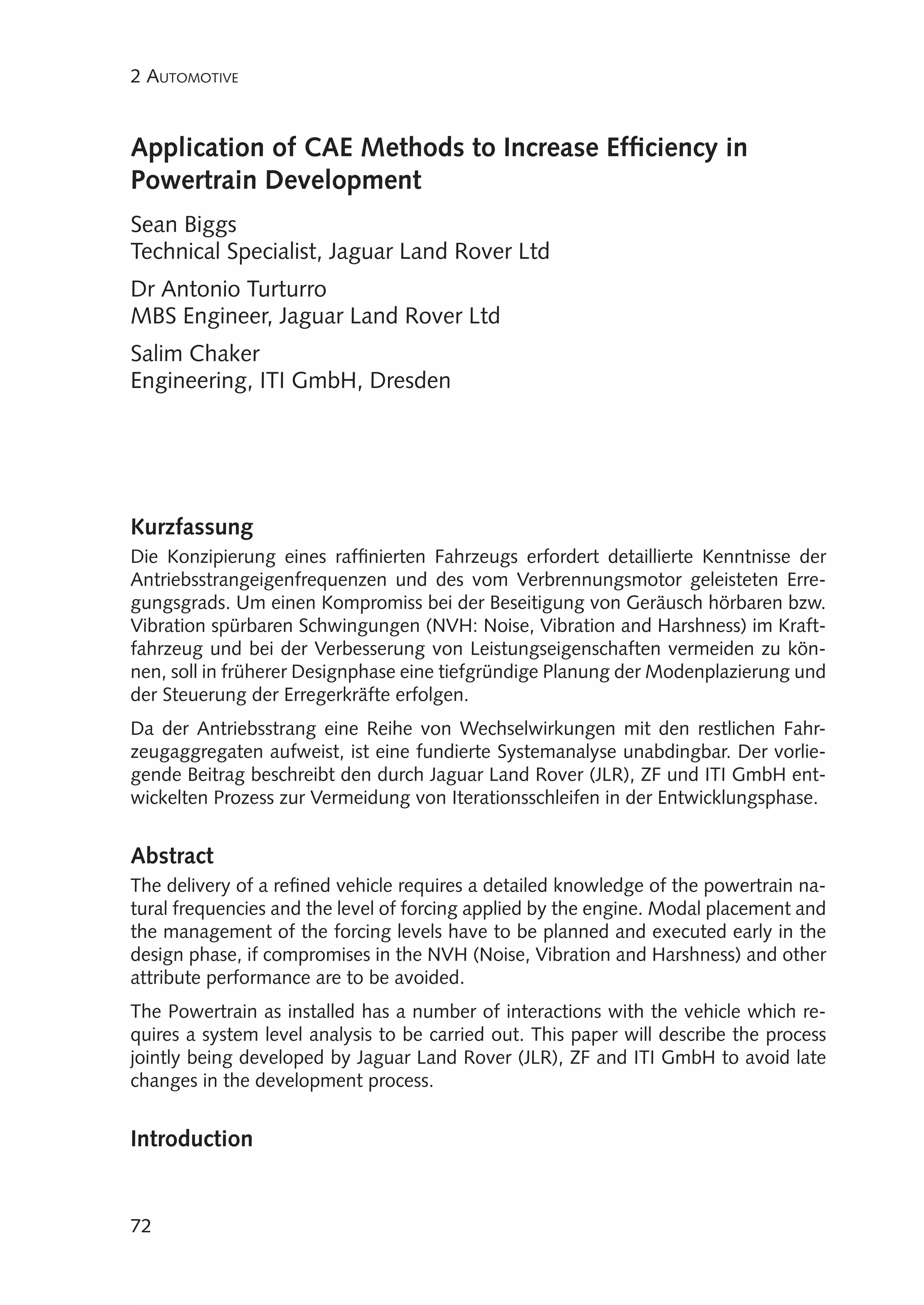 Application of CAE Methods to Increase Efficiency in Powertrain ...