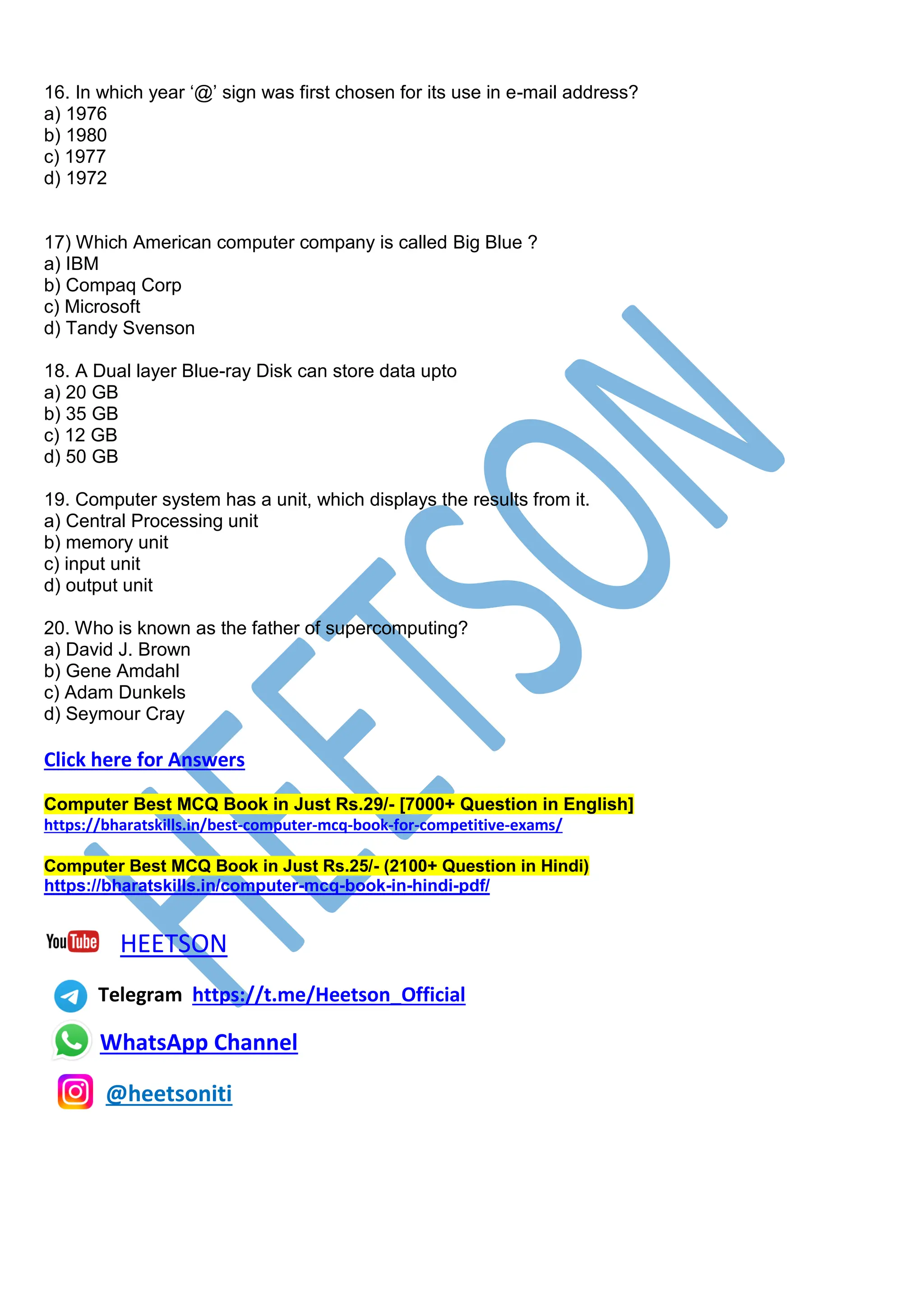 IT & ITeS Important MCQ Questions and Answers | PDF