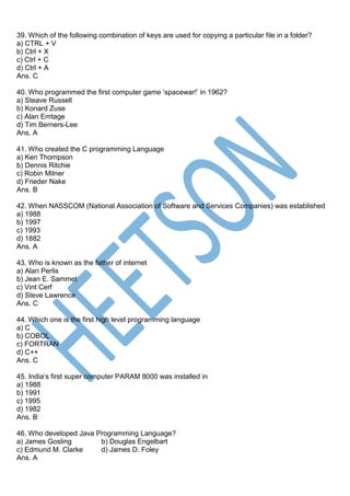 IT & ITeS Important MCQ Questions and Answers | PDF