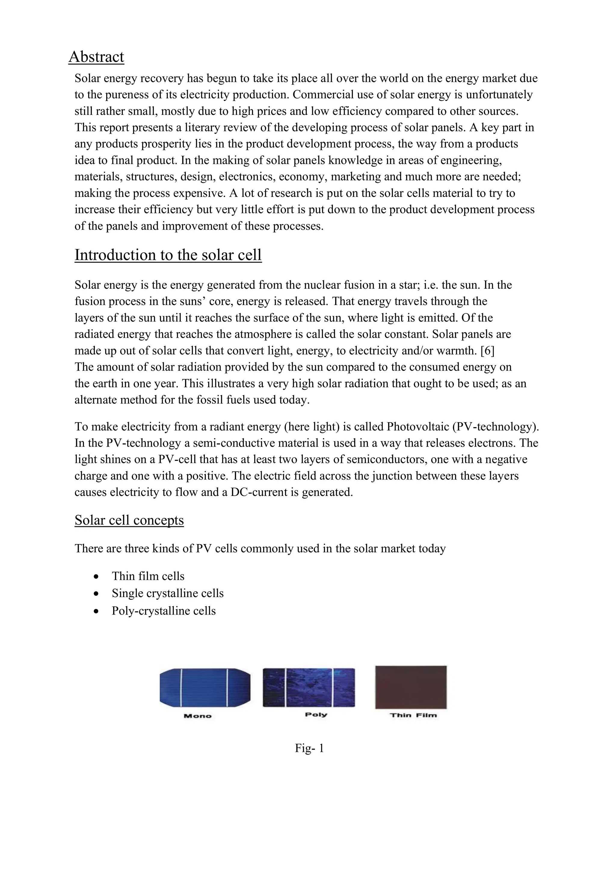 SOLAR ENERGY report solar panel photo diode | PDF